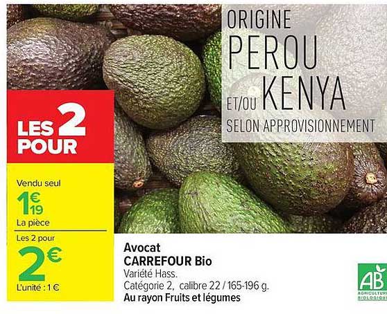 Promo Avocat CARREFOUR Bio chez Carrefour - iCatalogue.fr