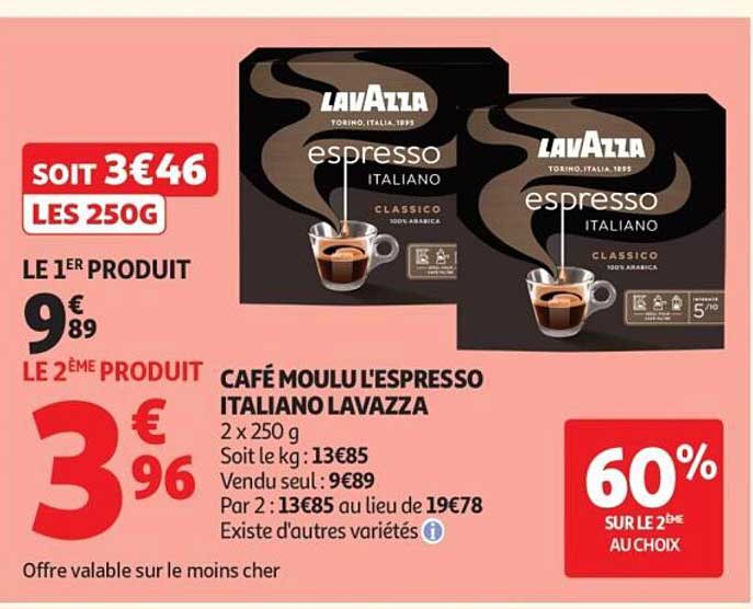 Promo Café Moulu L'espresso Italiano Lavazza chez Auchan - iCatalogue.fr