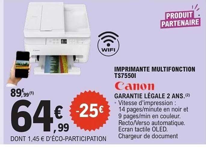 Promo Canon TS7550I chez E.Leclerc - iCatalogue.fr