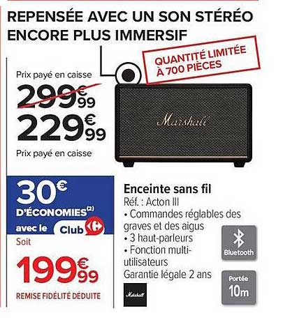 Promo Marshall Acton III chez Carrefour - iCatalogue.fr