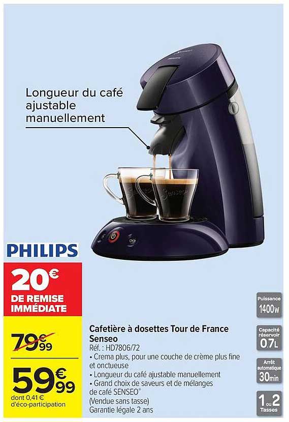 Promo PHILIPS Cafetière à Dosettes Tour De France Senseo chez Carrefour ...