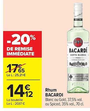 Promo Rhum BACARDI chez Carrefour - iCatalogue.fr