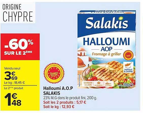 Promo Salakis Halloumi AOP chez Carrefour - iCatalogue.fr