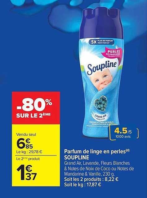 Promo Soupline Parfum De Linge En Perles chez Carrefour - iCatalogue.fr