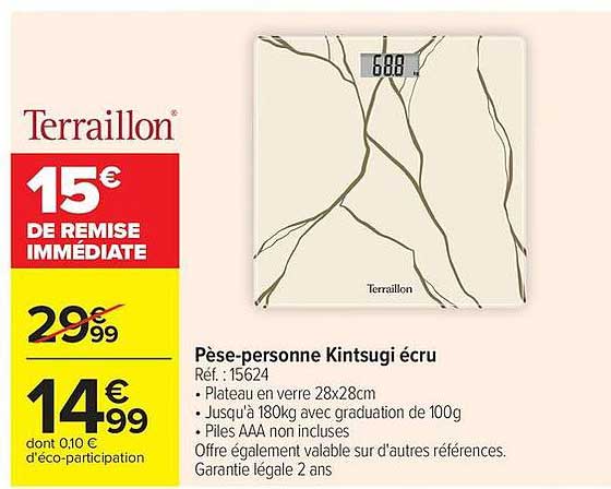 Promo Terraillon Pèse-personne Kintsugi écru chez Carrefour - iCatalogue.fr