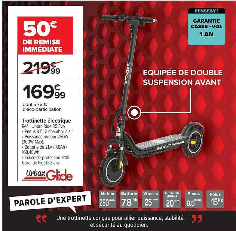 Promo Urban Glide Trottinette électrique chez Carrefour - iCatalogue.fr
