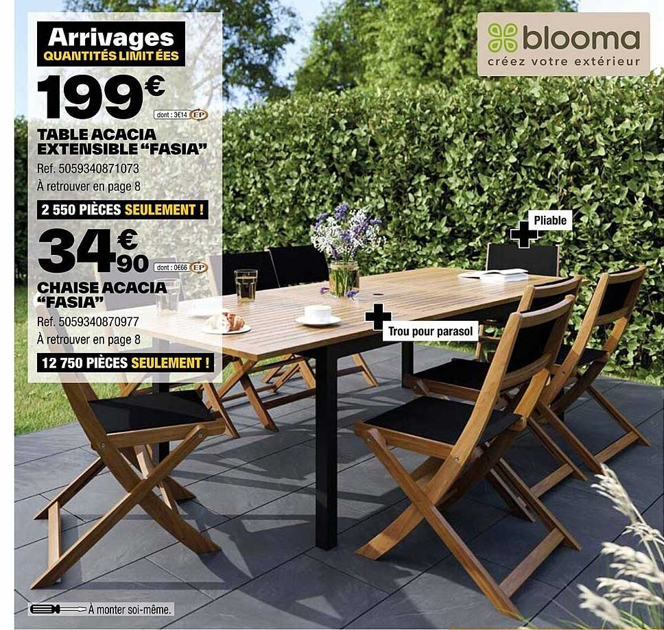 Promo Table Acacia Extensible "fasia" chez Brico Dépôt - iCatalogue.fr