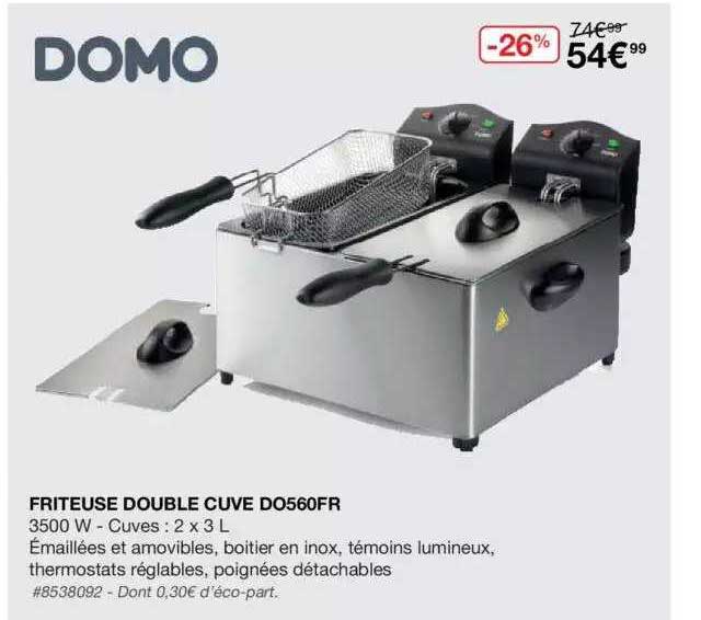 Promo Friteuse Double Cuve Do560fr Domo chez Costco - iCatalogue.fr