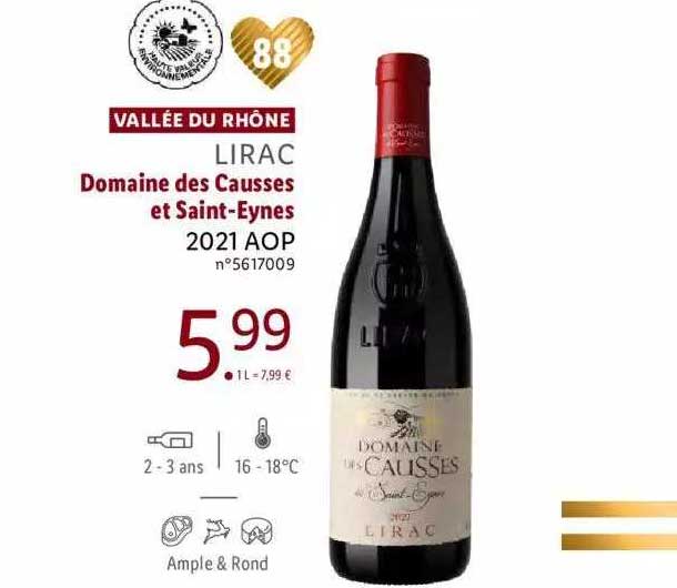 Promo Vallée Du Rhône Lirac Domaine Des Causses Et Saint-eynes 2021 Aop ...