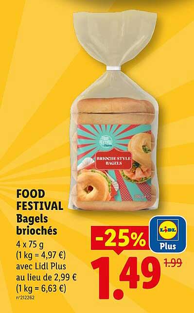 Promo FOOD FESTIVAL Bagels Briochés chez Lidl - iCatalogue.fr