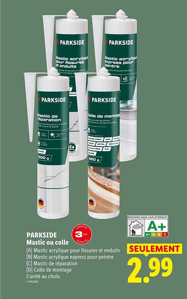 Promo PARKSIDE Mastic Ou Colle chez Lidl - iCatalogue.fr