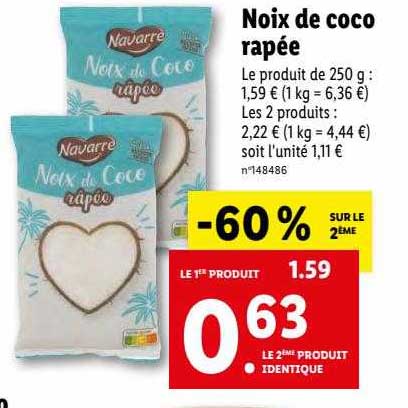 Promo Navarre Noix De Coco Rapée chez Lidl - iCatalogue.fr