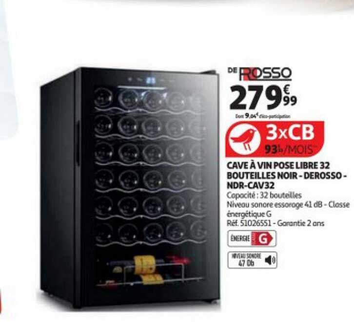 Promo Cave à Vin Pose Libre-32 Bouteilles Noir-derosso-ndr-cav32 chez ...