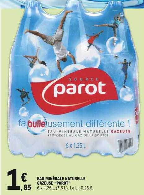 Promo Eau Minérale Naturelle Gazeuse Parot chez E.Leclerc - iCatalogue.fr