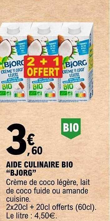 Promo Bjorg Crème De Coco Légère chez E.Leclerc - iCatalogue.fr