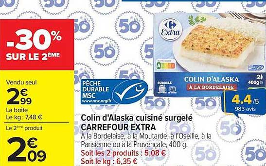 Promo Carrefour Extra Colin D'Alaska chez Carrefour - iCatalogue.fr