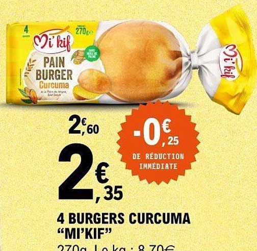 Promo Mi'kif Pain Burger Curcuma chez E.Leclerc - iCatalogue.fr