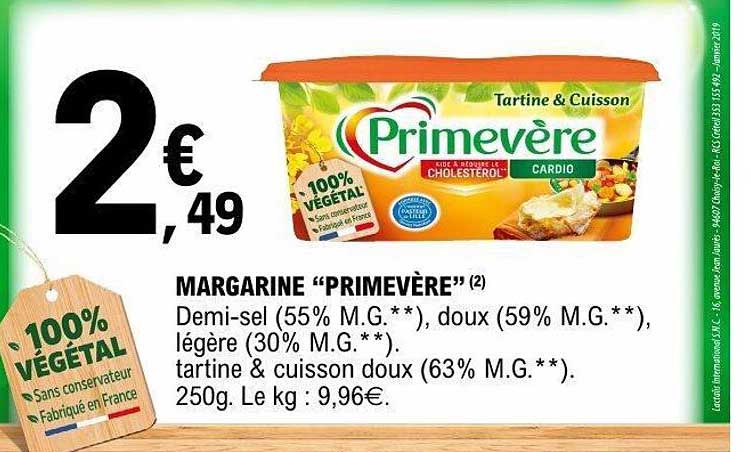 Promo Primevère Margarine chez E.Leclerc - iCatalogue.fr