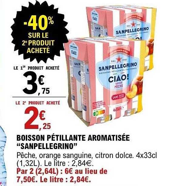 Promo Sanpellegrino Ciao! Pêche chez E.Leclerc - iCatalogue.fr