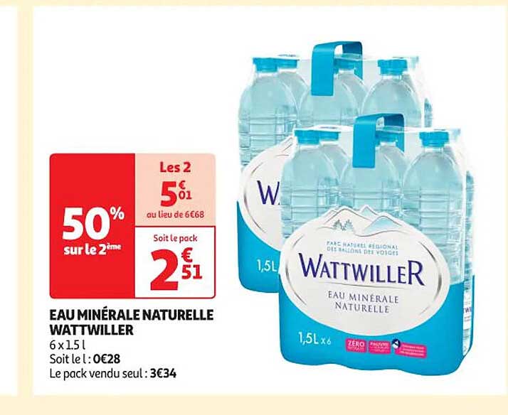 Promo Eau Minérale Naturelle Wattwiller chez Auchan - iCatalogue.fr