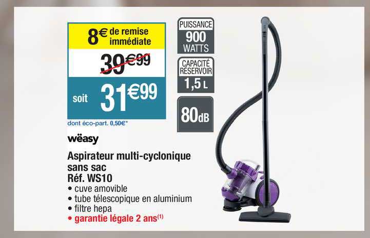 Promo Aspirateur Multi-cyclonique Sans Sac Wëasy Réf. Ws10 chez Migros ...